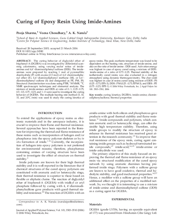 (PDF) Curing of epoxy resin using imide-amines