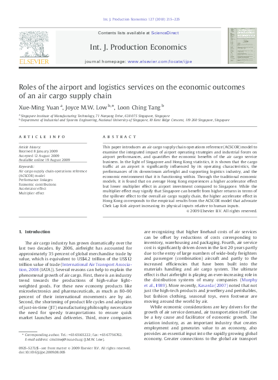 (PDF) Roles of the airport and logistics services on the economic ...