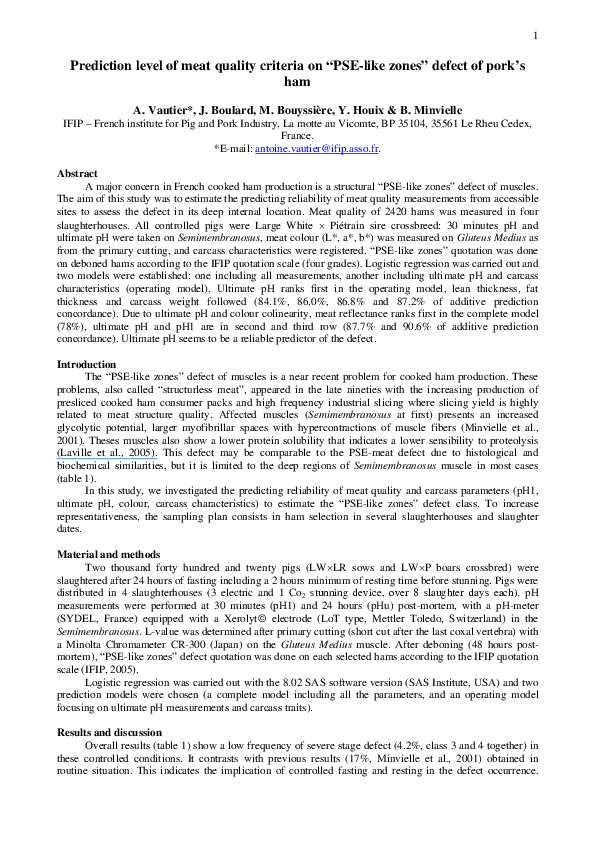 (PDF) Prediction level of meat quality criteria on "PSE-like zones ...