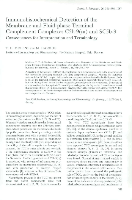 (PDF) Immunohistochemical Detection of the Membrane and Fluid-phase ...