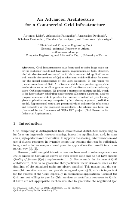 (PDF) An Advanced Architecture for a Commercial Grid Infrastructure