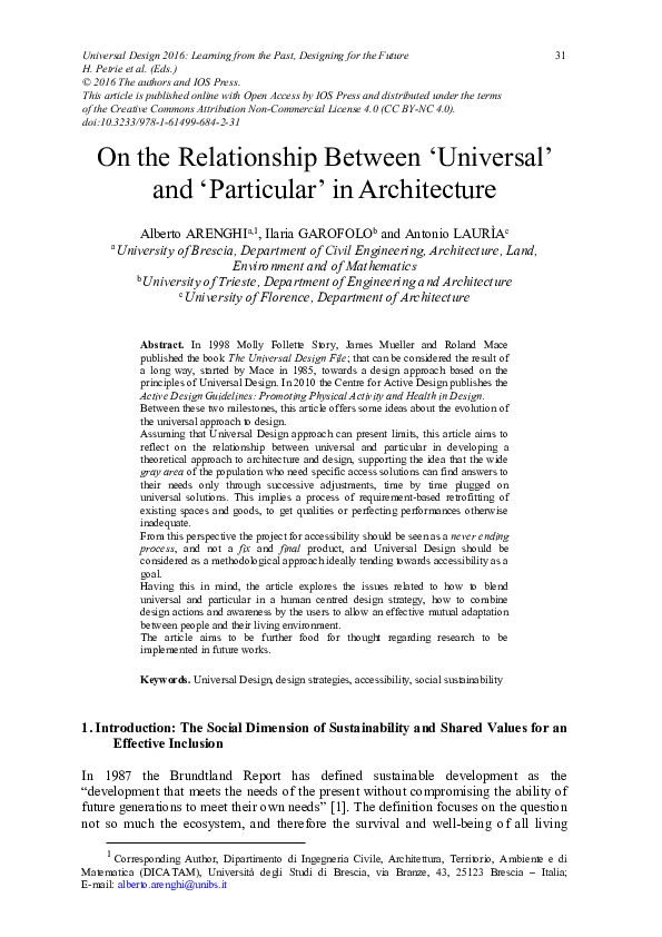 (PDF) On the Relationship Between 'Universal' and 'Particular' in ...