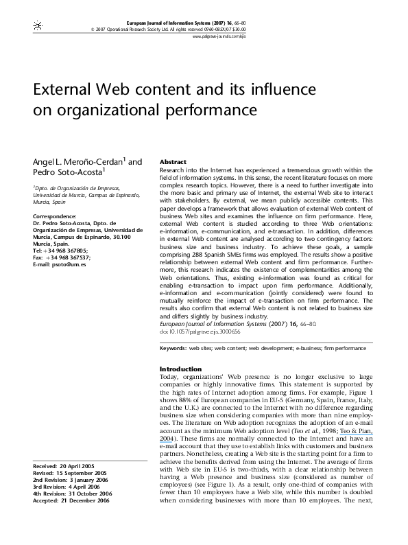 (PDF) External Web content and its influence on organizational performance