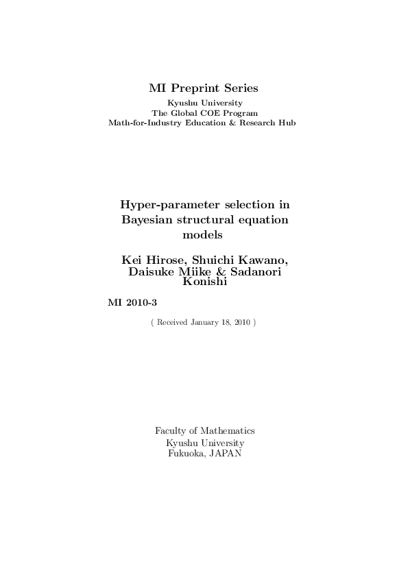 (PDF) Hyper-parameter selection in Bayesian structural equation models