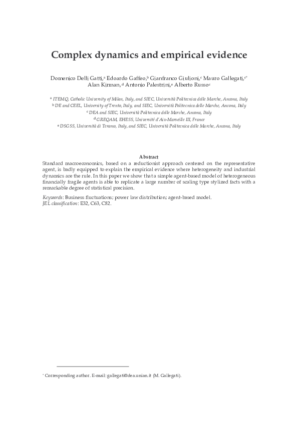 (PDF) Complex dynamics and empirical evidence