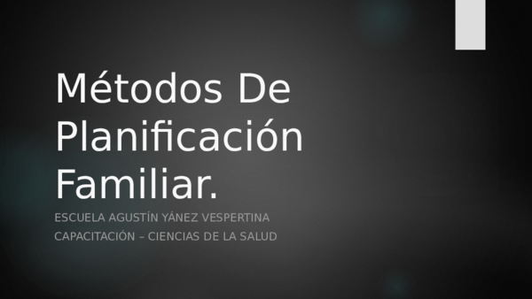 (PPT) Métodos De Planificación Familiar VELASCO