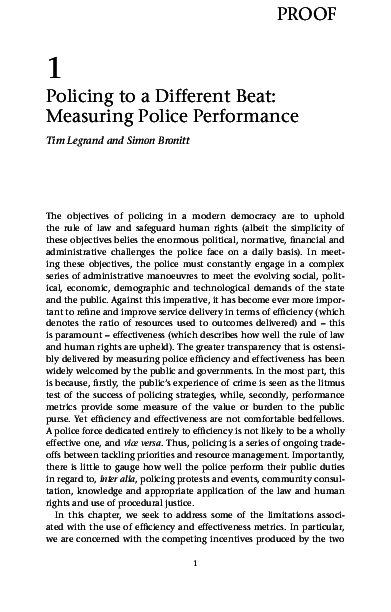 (PDF) 'Policing to a different beat: Measuring police performance'