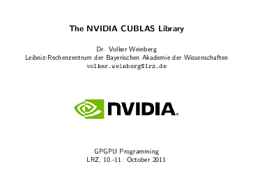 (PDF) The NVIDIA CUBLAS Library