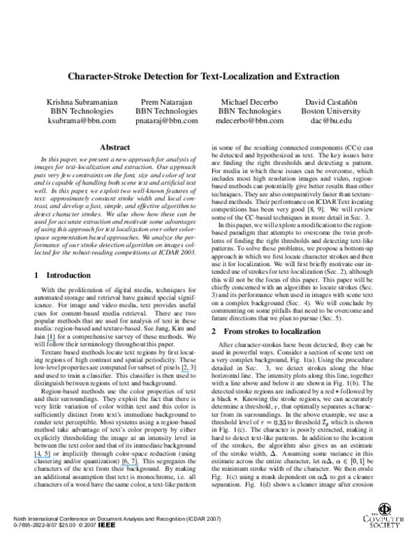 Pdf Character Stroke Detection For Text Localization And Extraction