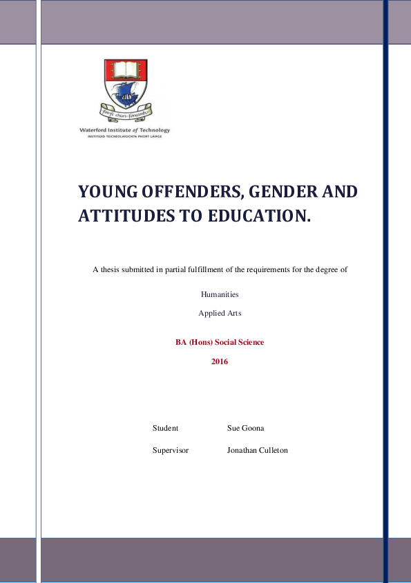 (PDF) Young Offenders, Gender and Education