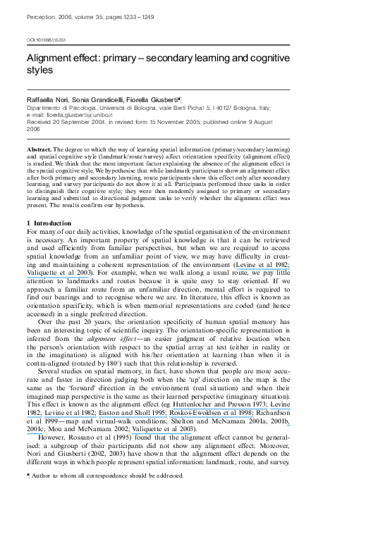 (PDF) Alignment effect: primary – secondary learning and cognitive styles
