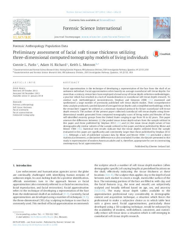 (PDF) Preliminary assessment of facial soft tissue thickness utilizing ...