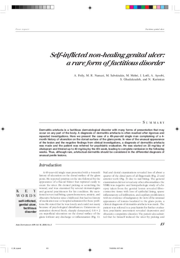 (PDF) Self-inflicted non-healing genital ulcer: a rare form of ...