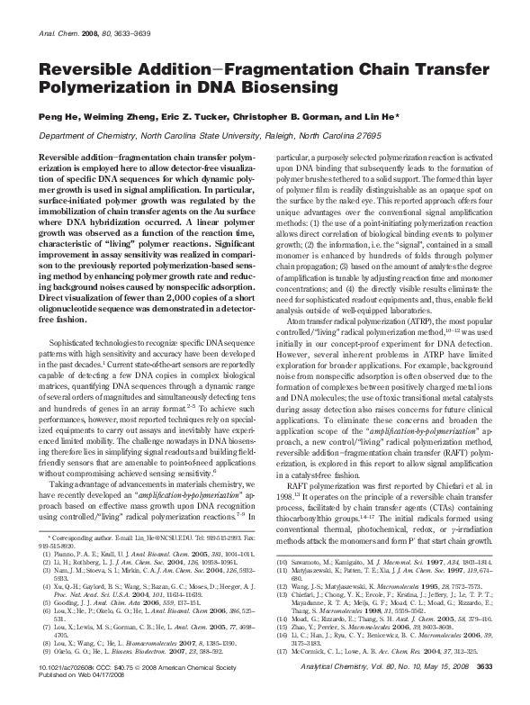 (PDF) Reversible addition fragmentation chain transfer copolymerization ...