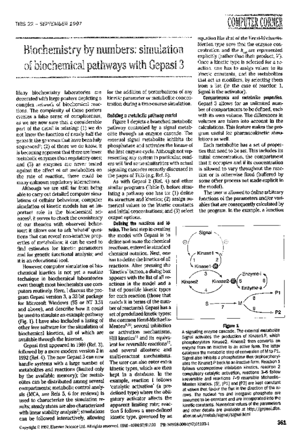 (PDF) Biochemistry by numbers: simulation of biochemical pathways with ...