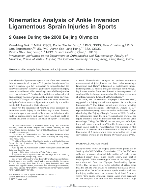 (PDF) Development of a fulcrum methodology to replicate the lateral ankle sprain mechanism and ...