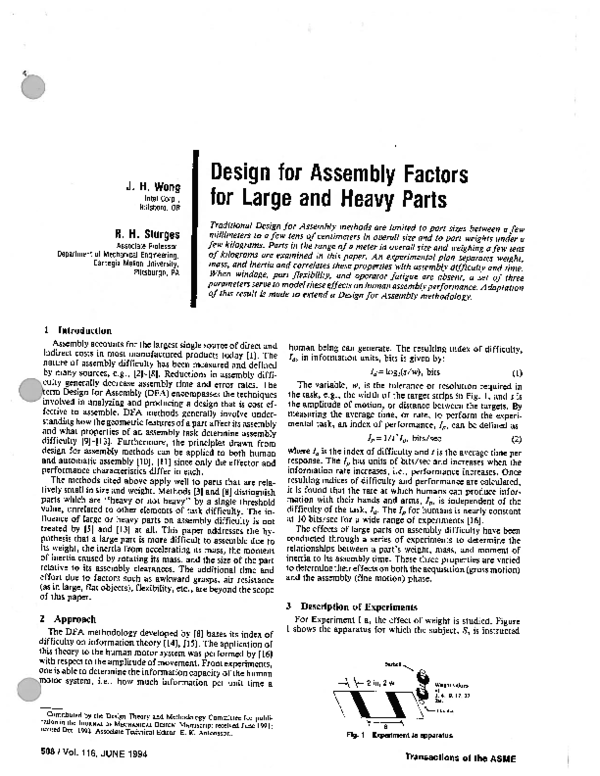(PDF) Design for Assembly Factors for Large and Heavy Parts