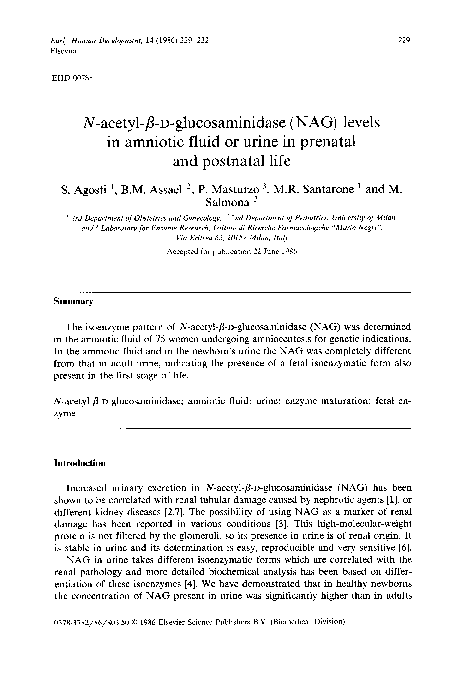 (PDF) N-acetyl-β-d-glucosaminidase (NAG) levels in amniotic fluid or ...