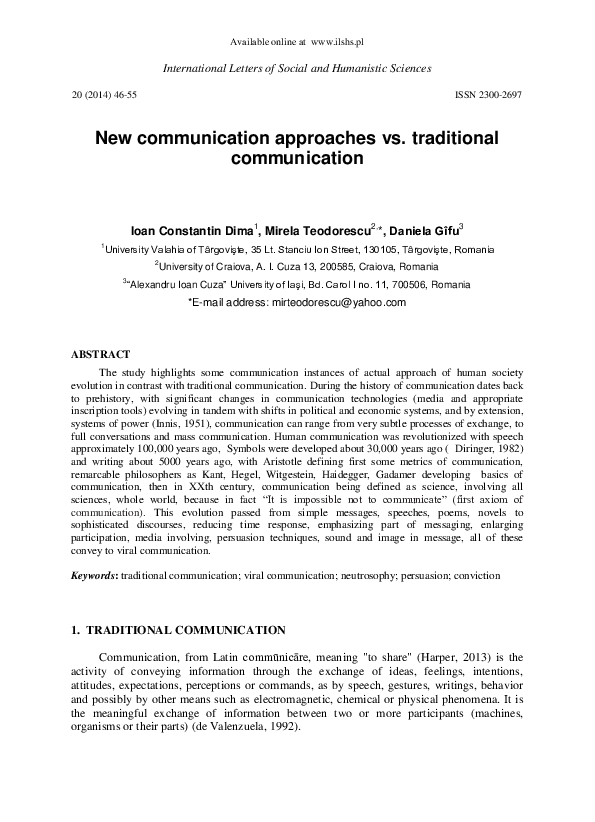 (PDF) New Communication Approaches vs. Traditional Communication ...