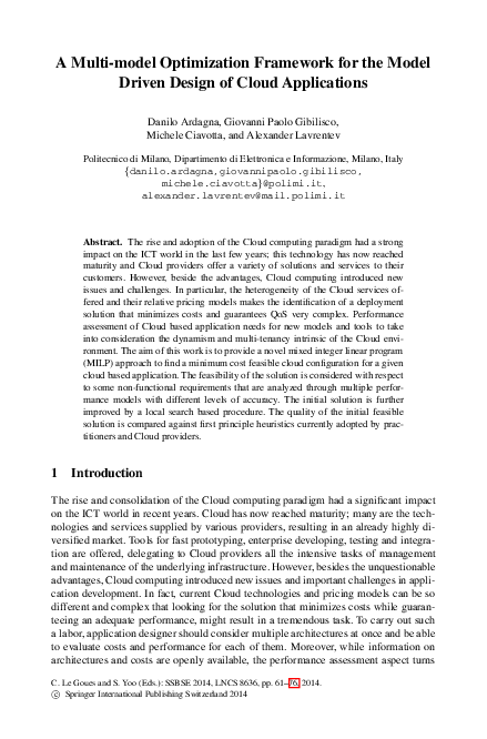 (PDF) A Multi-model Optimization Framework for the Model Driven Design ...