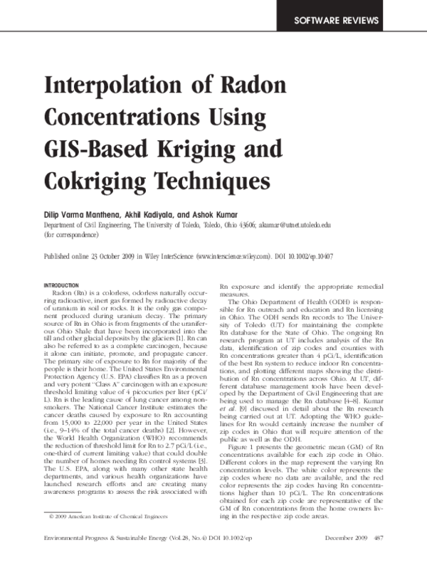 (PDF) Interpolation of radon concentrations using GIS-based kriging and cokriging techniques