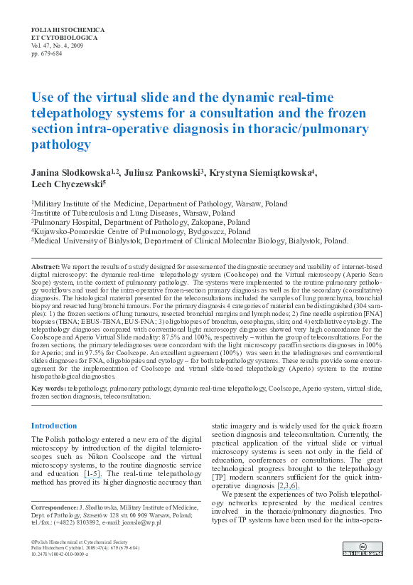 (PDF) Use of the virtual slide and the dynamic real-time telepathology ...