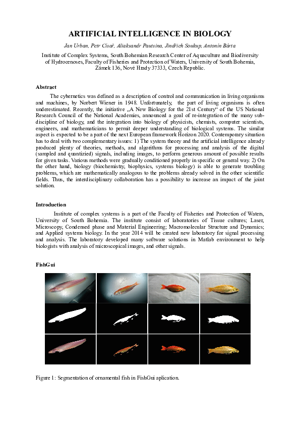 (PDF) Artificial Intelligence in Biology