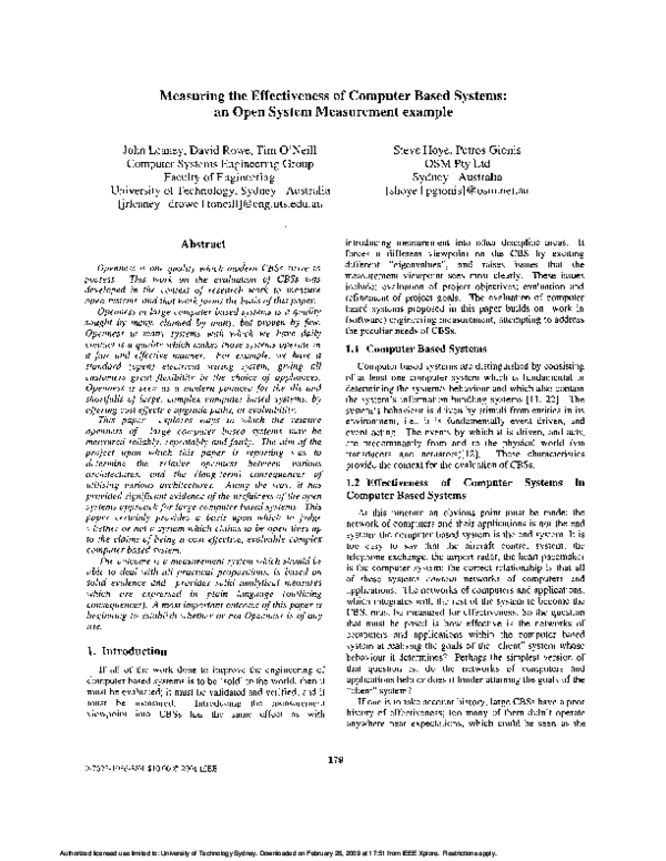 (PDF) Measuring the Effectiveness of Computer Based Systems: An Open ...