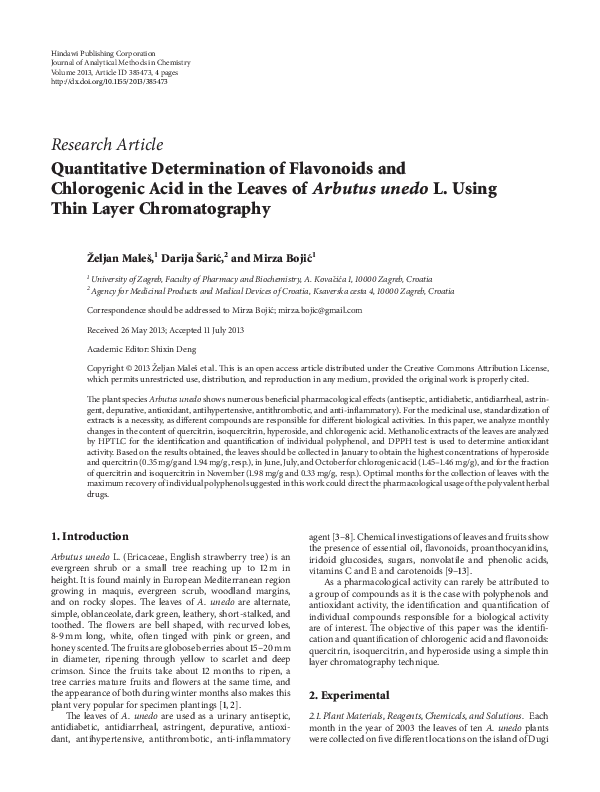 (PDF) Quantitative determination of flavonoids and cycloartanol glycosides from aerial parts of ...
