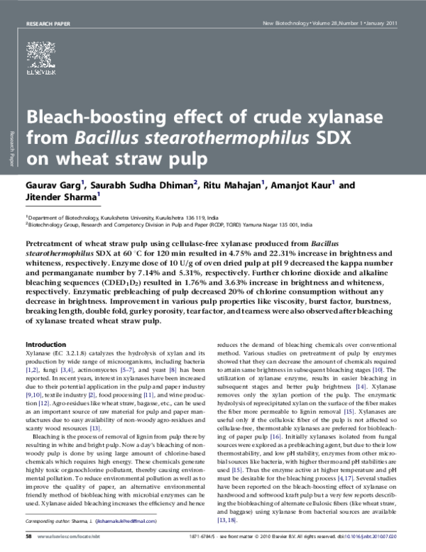 (PDF) Bleach-boosting effect of crude xylanase from Bacillus ...