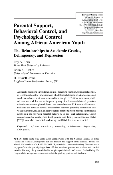 (PDF) 2006 Parental Support, Behavioral Control, and Psychological ...