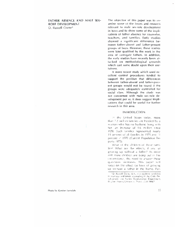 (PDF) Father Absence and Male Sex-Role Development