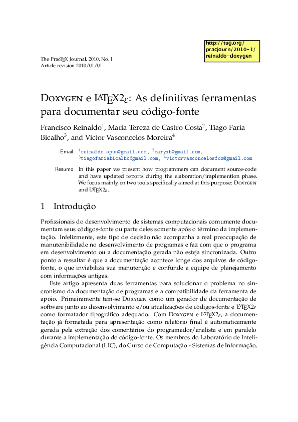 (PDF) Doxygen e LaTeX2e: As definitivas ferramentas para documentar seu código-fonte