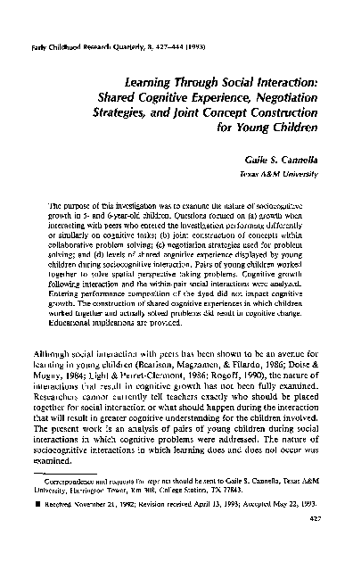 (PDF) Learning through social interaction: Shared cognitive experience ...