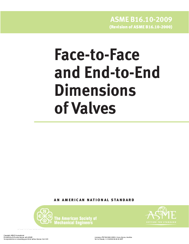 (PDF) ASME Face-to-Face and End-to-End Dimensions of Valves