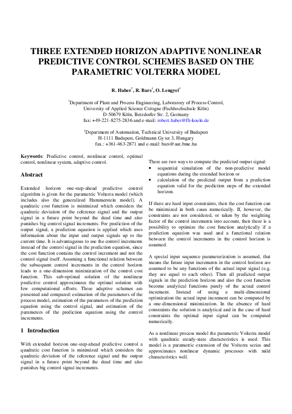 (PDF) Three extended horizon adaptive nonlinear predictive control schemes based on the ...
