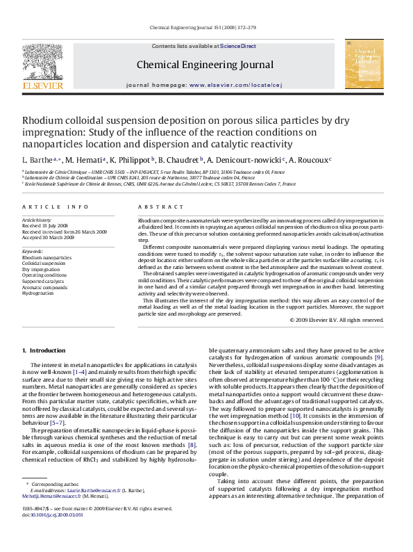 (PDF) Rhodium colloidal suspension deposition on porous silica ...
