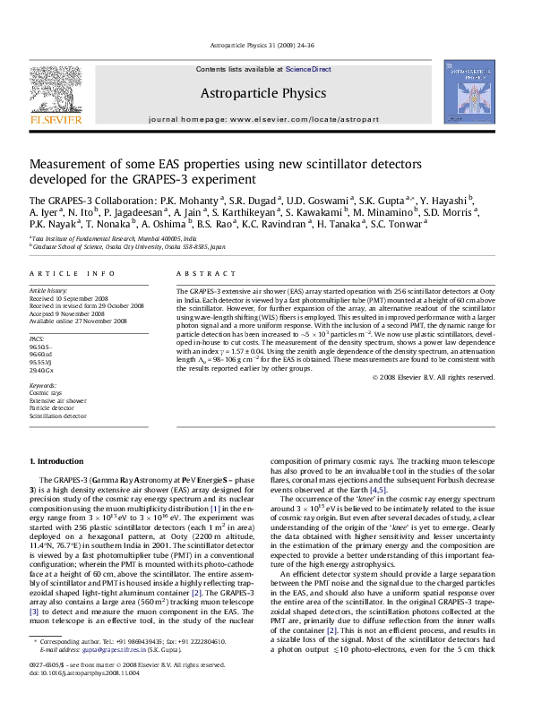(PDF) Measurement of some EAS properties using new scintillator ...