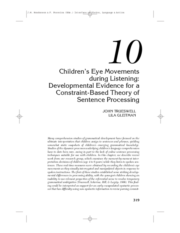(PDF) Children's Eye Movements during Listening: Developmental Evidence ...