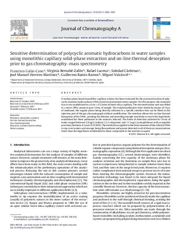 (PDF) Sensitive determination of polycyclic aromatic hydrocarbons in water samples using ...
