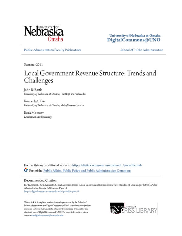 (PDF) Local Government Revenue Structure: Trends and Challenges