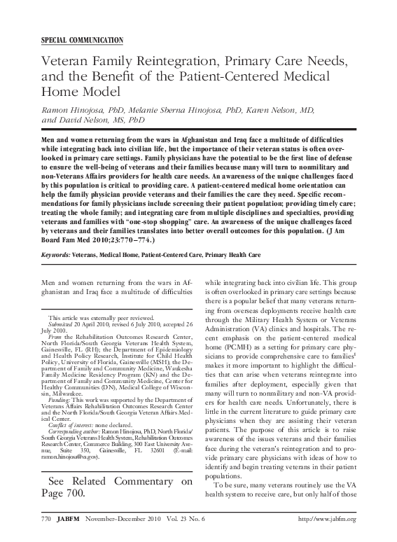 (PDF) Veteran Patient Perspectives and Experiences During ...