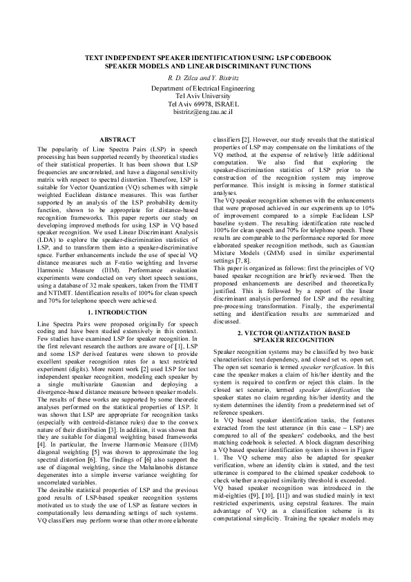 (PDF) Text-independent speaker identification using backpropagation MLP network classifier for a ...