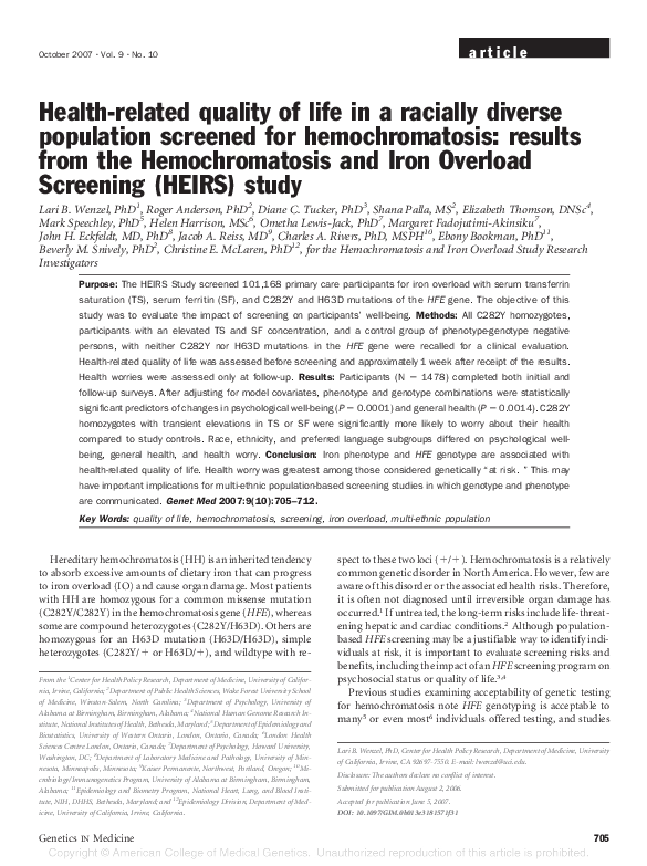 (PDF) Relationships of Serum Ferritin, Transferrin Saturation, and HFE ...