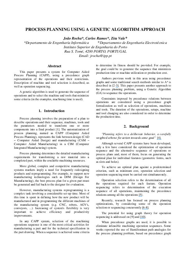 (PDF) Process planning using a genetic algorithm approach (PDF) Process planning using a genetic algorithm approach