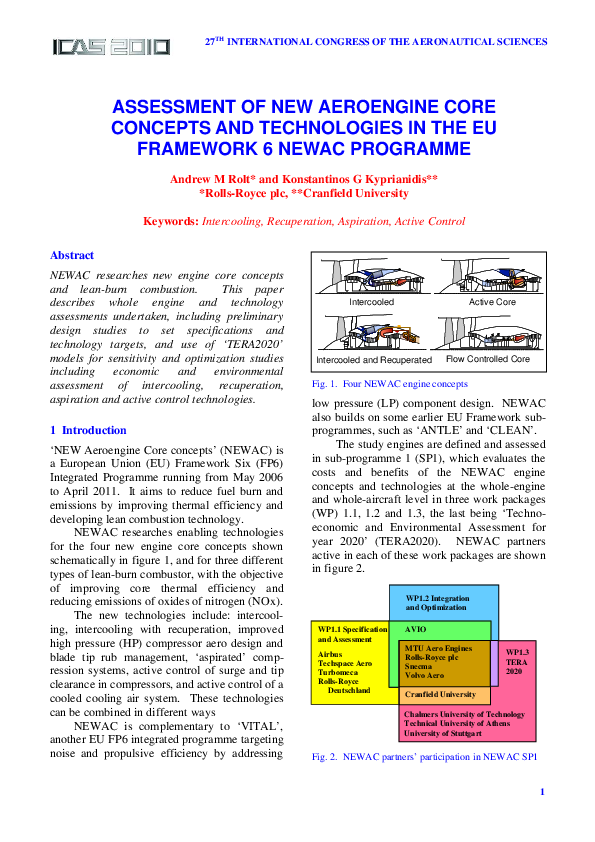 (PDF) Assessment of New Aero Engine Core Concepts and Technologies in ...