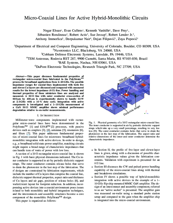 (PDF) Micro-coaxial lines for active hybrid-monolithic circuits