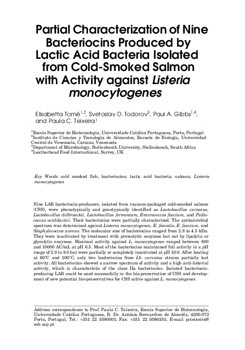 (PDF) Partial Characterization of Nine Bacteriocins Produced by Lactic Acid Bacteria Isolated ...