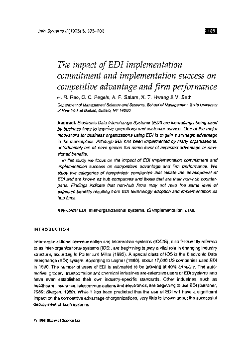 (PDF) The impact of EDI implementation commitment and implementation success on competitive ...