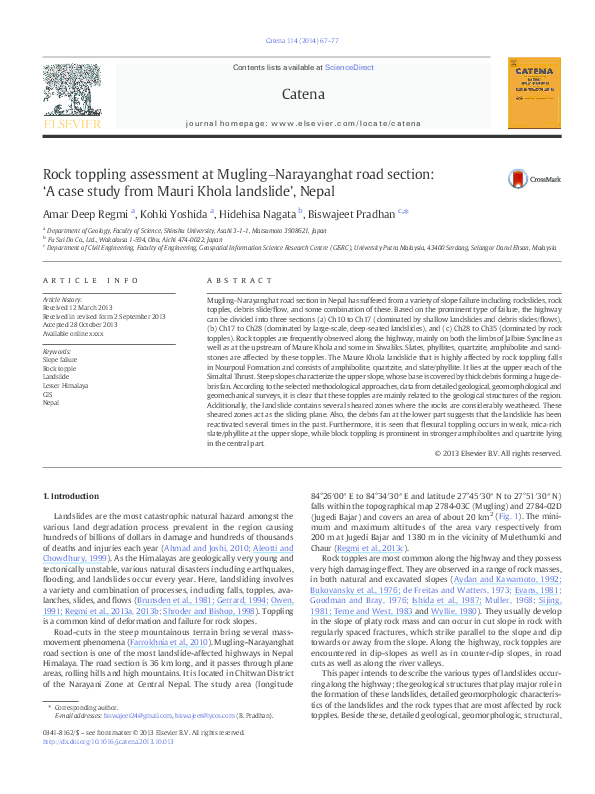 (PDF) Rock toppling assessment at Mugling–Narayanghat road section: ‘A ...